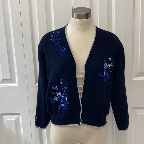 Disney | Sweaters | Vintage Walt Disney Sweater Navy Blue Cardigan With ...